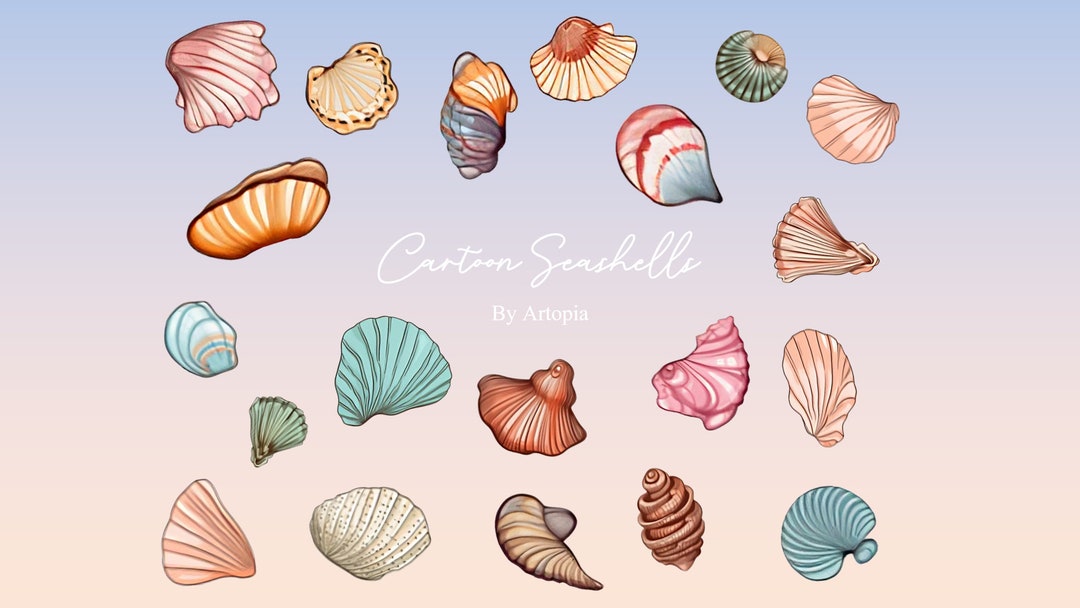 Cartoon Seashell Clipart, PNG, Cartoon Style, Seashells, Underwater ...