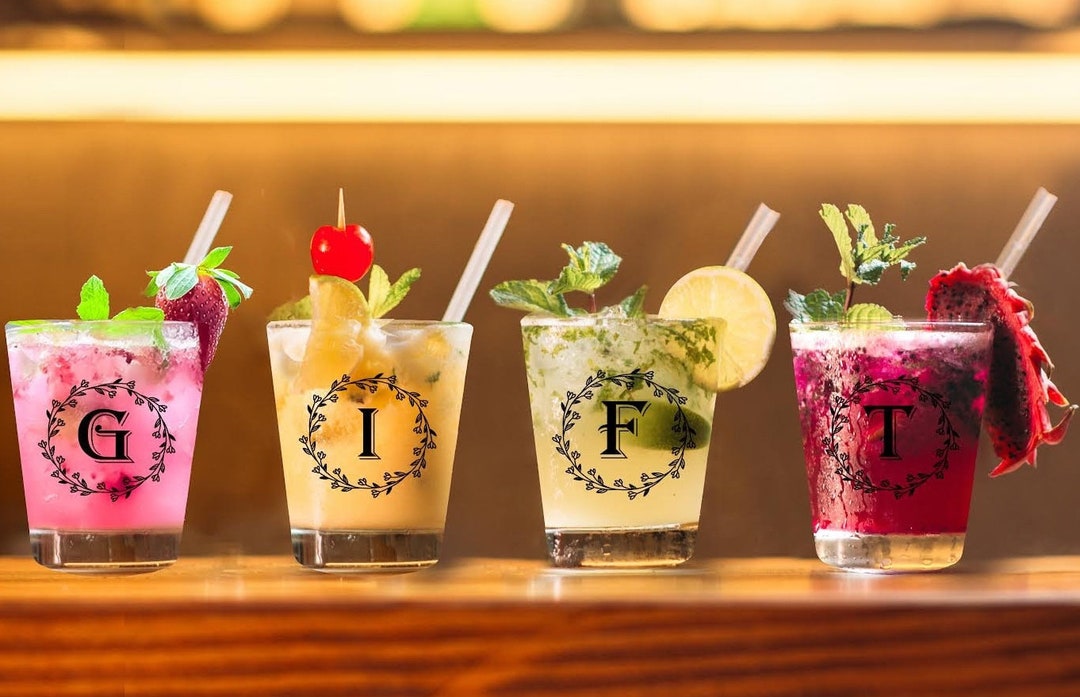 6 Monogram Shot Glasses Personalized Shot Glass for Drinking, Bachelor ...