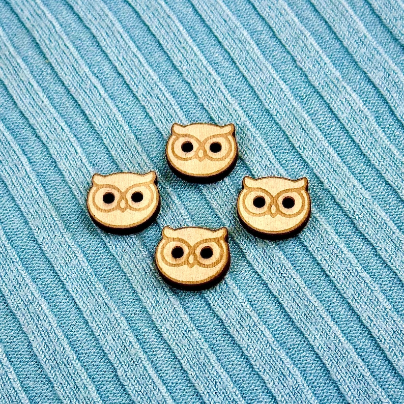 Wooden Owl Crochet Buttons | 15mm Animal Face Knitting Craft Supplies ...