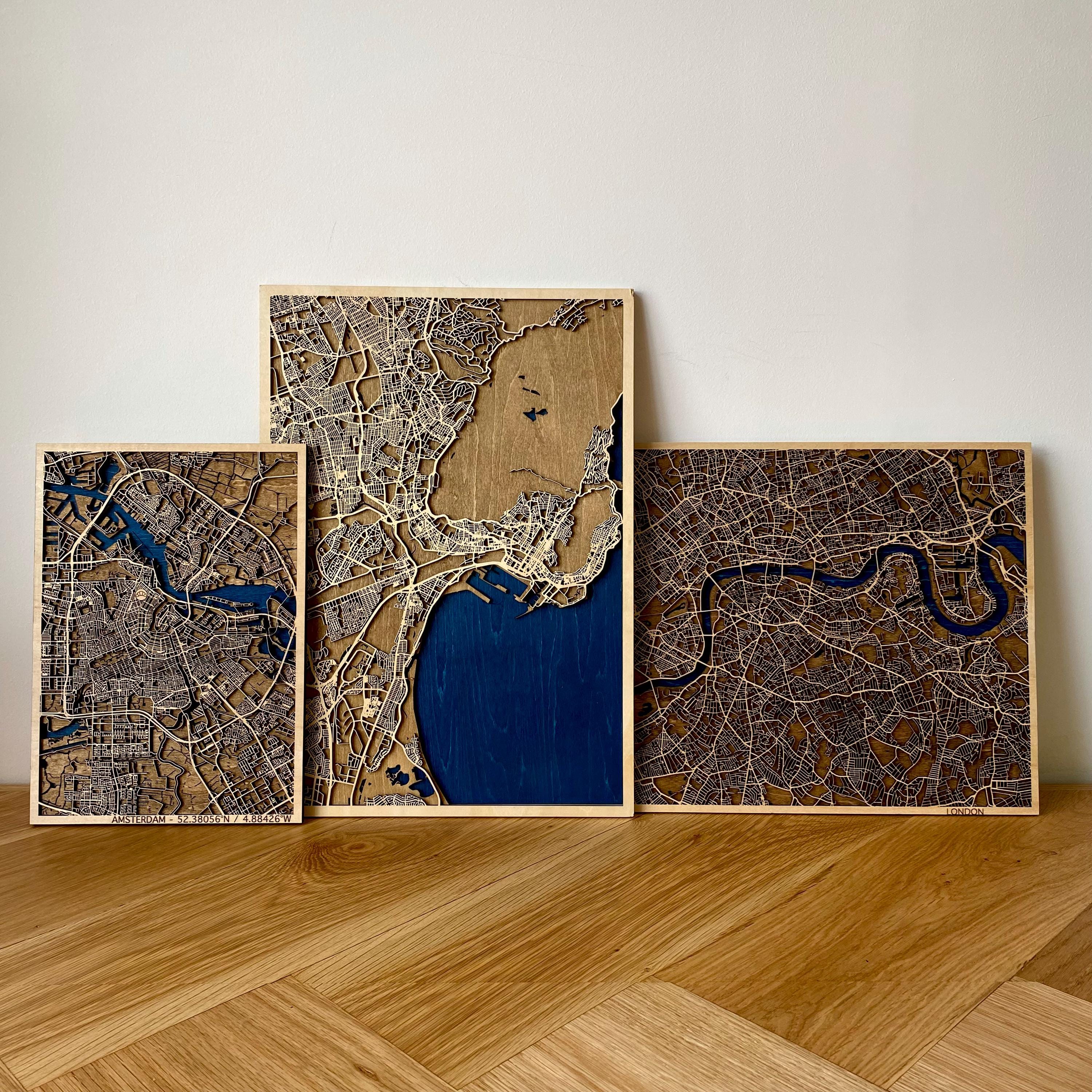Personalised Wooden Map | Laser Cut Anniversary Gift Any Location for ...