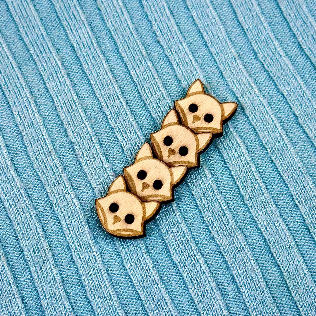 Engraved Fox Wooden Button: Crochet & Knitting Craft Supplies - Etsy