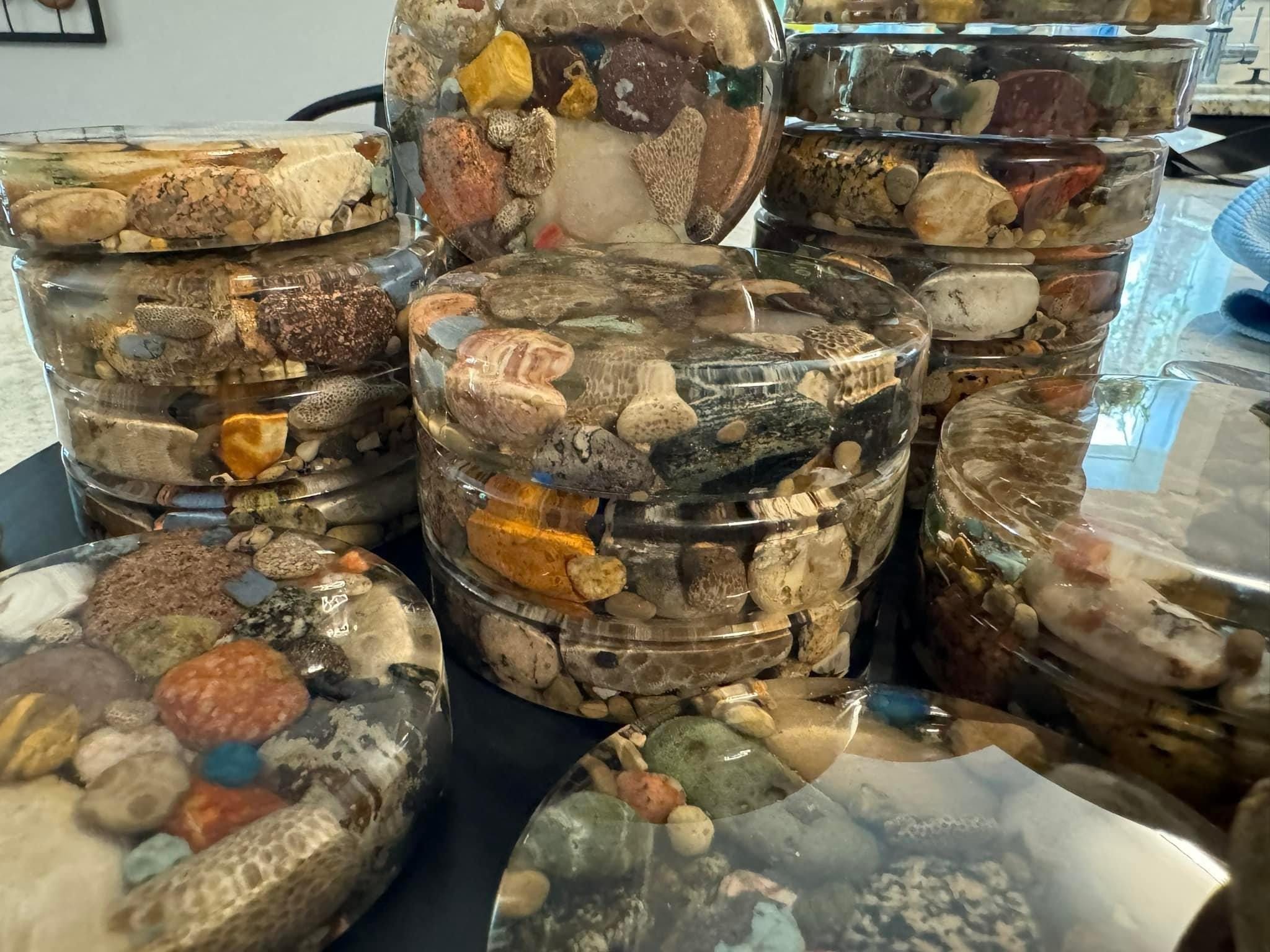 Michigan Coastal Petoskey Stone Coasters | Michigan Rockhound Art ...