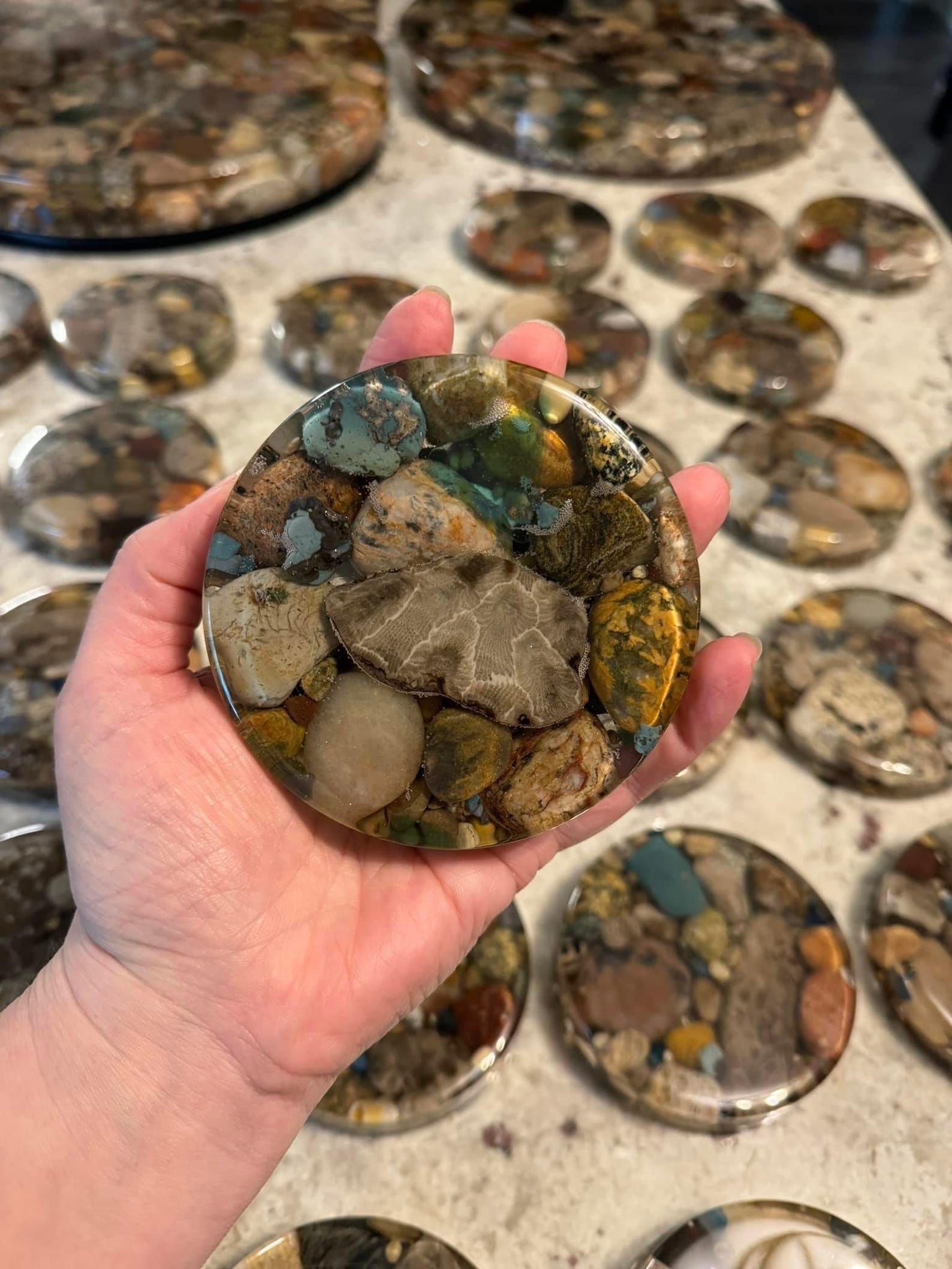 Michigan Coastal Petoskey Stone Coasters | Michigan Rockhound Art ...