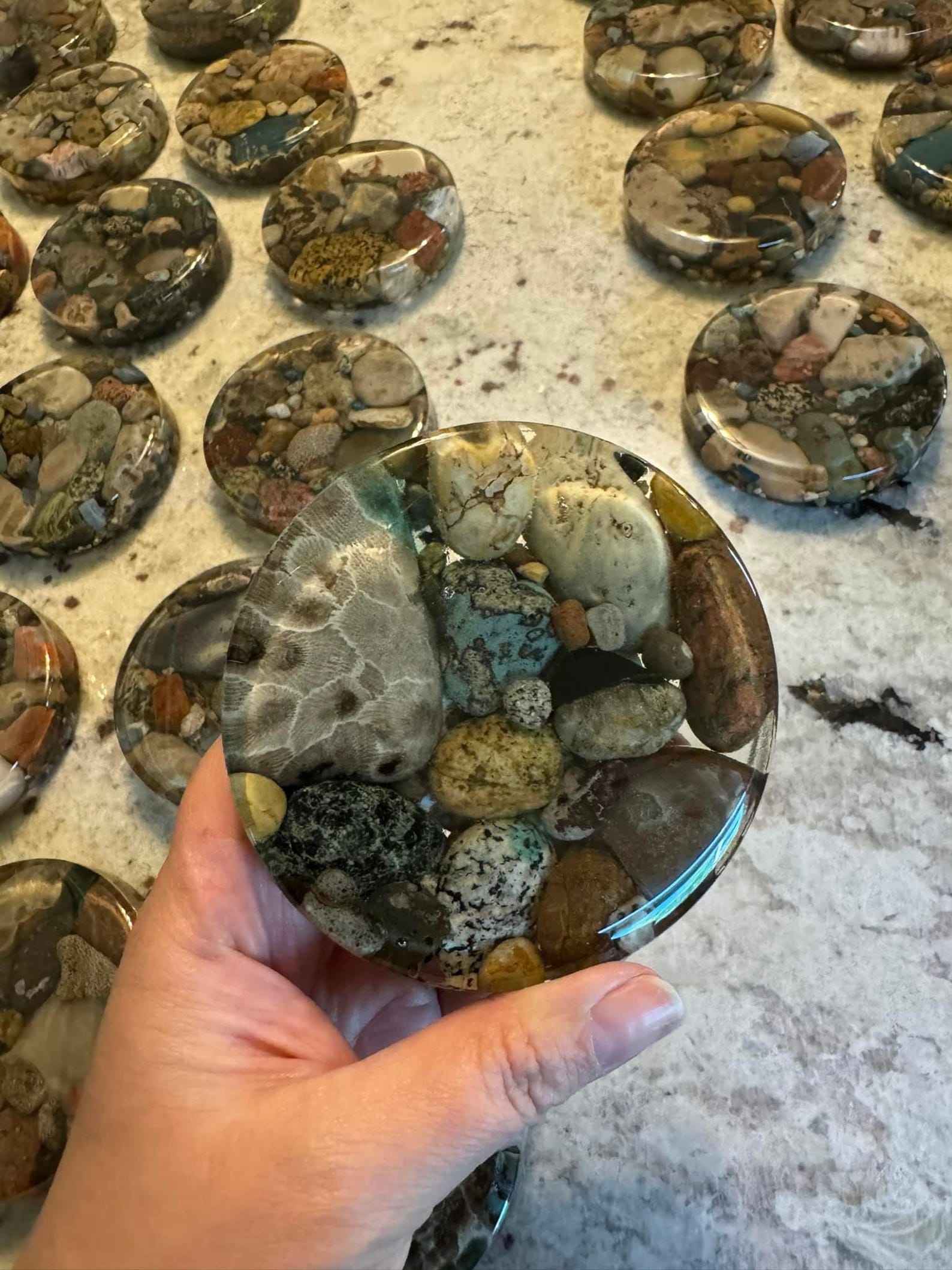 Michigan Coastal Petoskey Stone Coasters | Michigan Rockhound Art ...