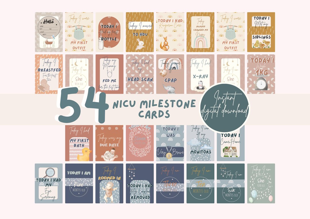 NICU Milestone Cards | Baby Milestone | New Baby | NICU | HDU ...