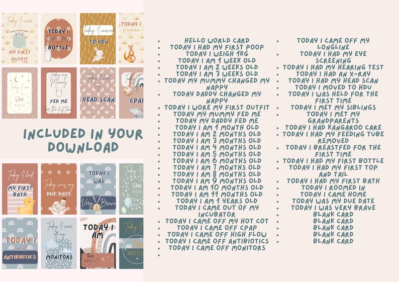 NICU Milestone Cards | Baby Milestone | New Baby | NICU | HDU ...