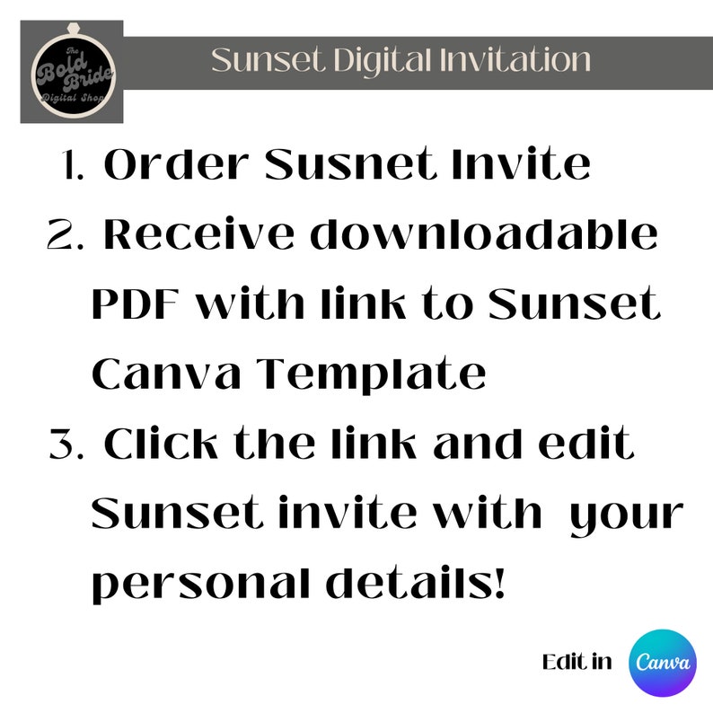 Plantilla de invitación de boda digital brillante con tema Sunset ...