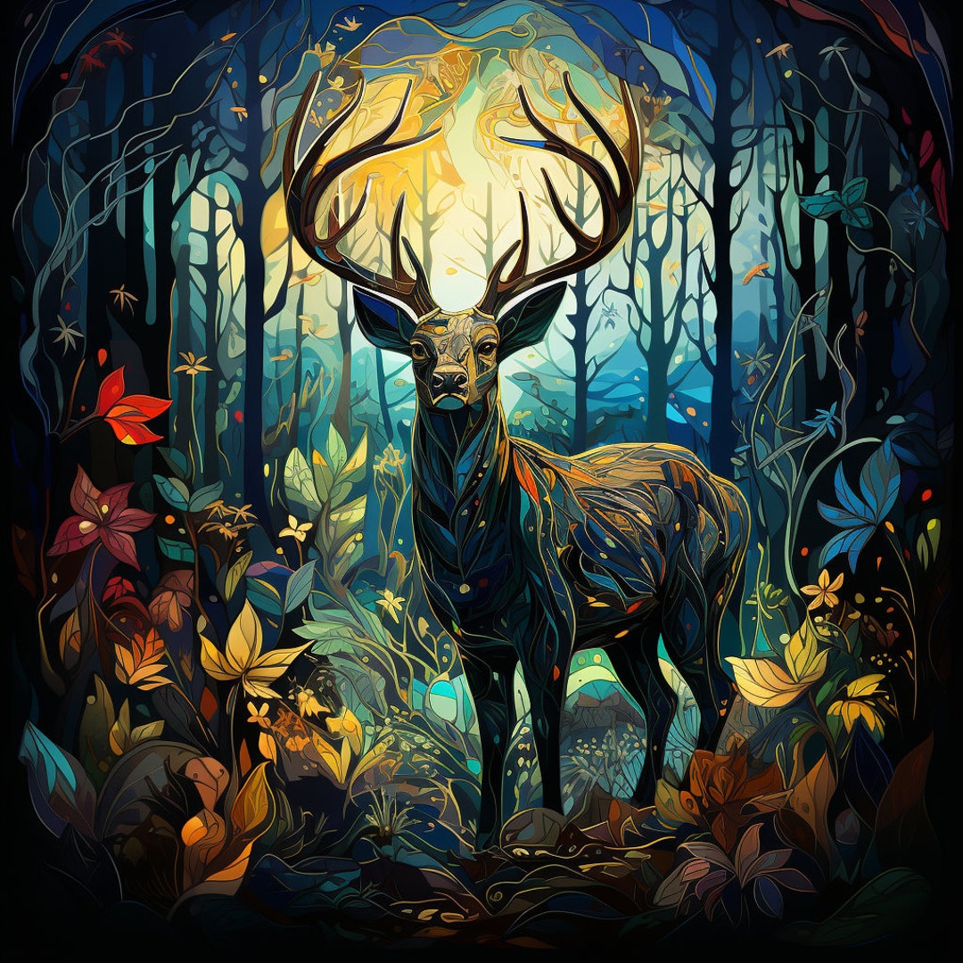 Psychedelic Deer Tapestry, Large Wall Art, Gothic Victorian Morris ...
