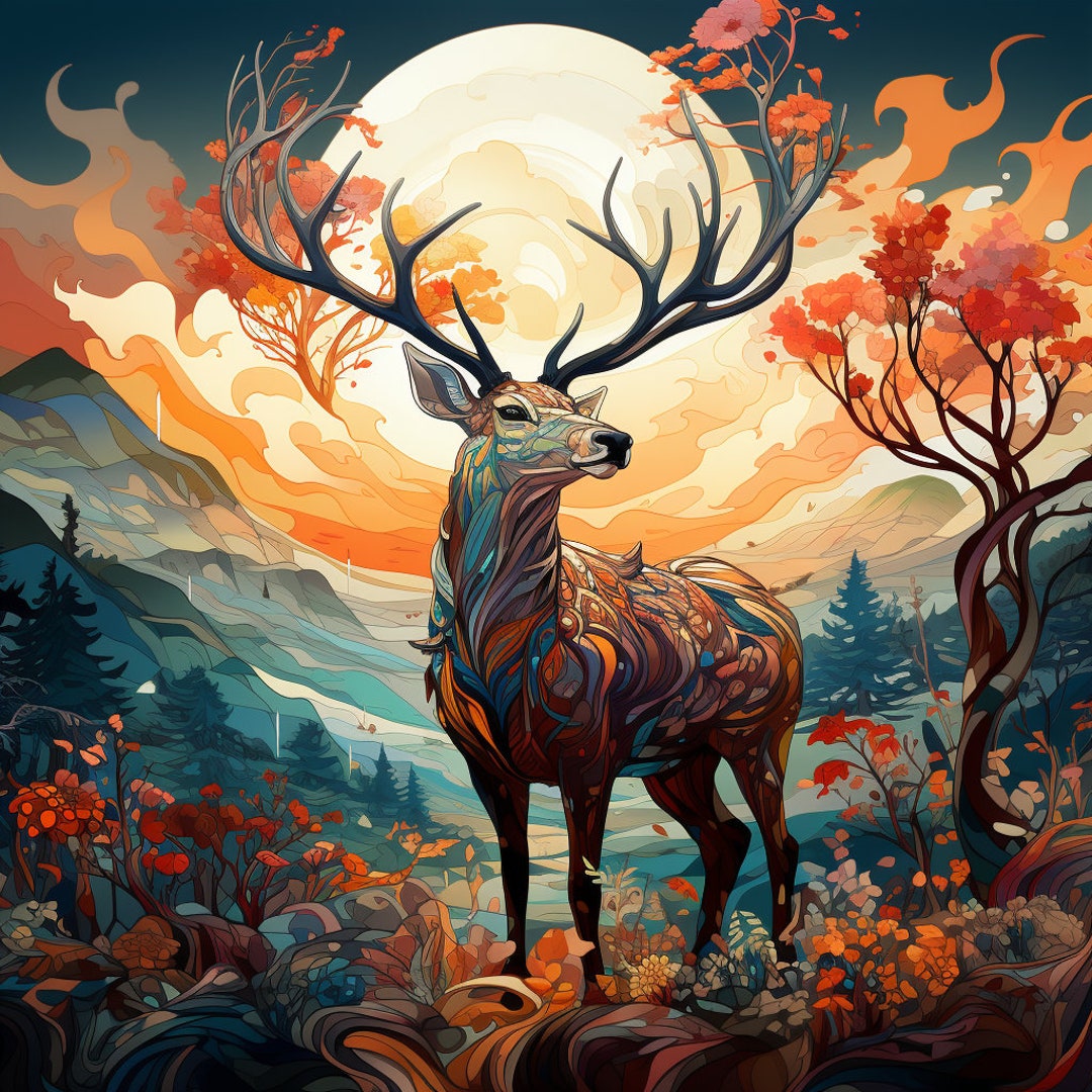 Psychedelic Deer Tapestry 6, Large Wall Art, Gothic Victorian Morris ...