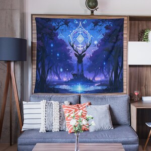 Eldritch Ice Deer Antler Psychedelic Tapestry, Trippy Wall Hanging Home ...