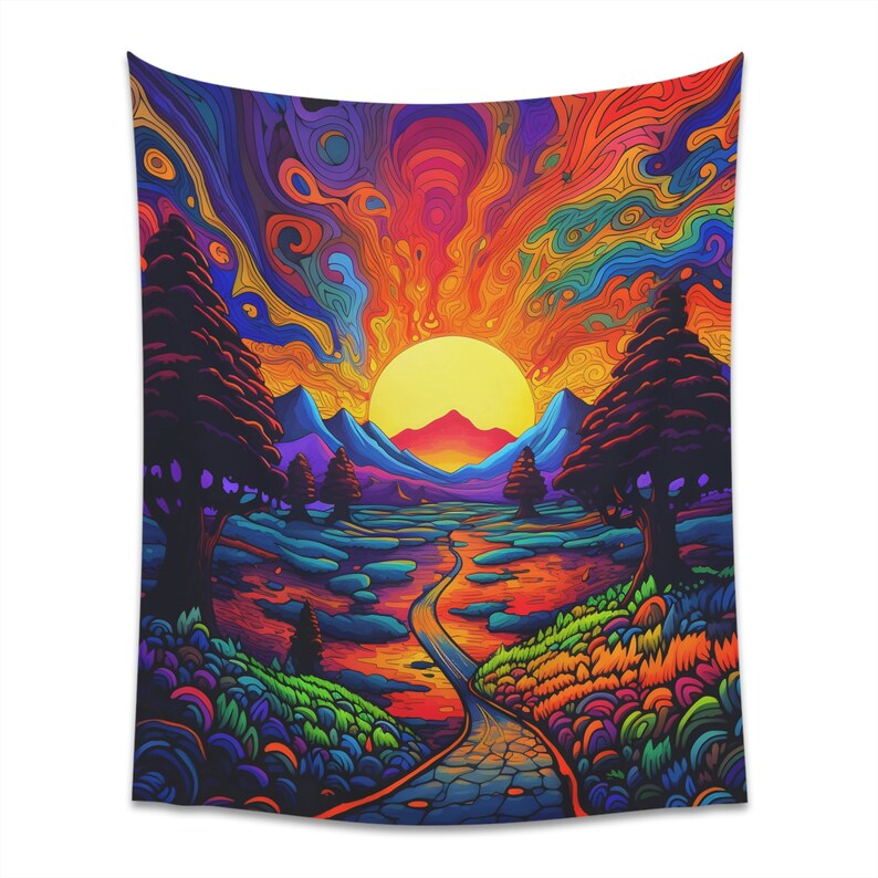 Vibrant Trippy Psychedelic Tapestry Gift for Bedroom Wall Decor Wall ...