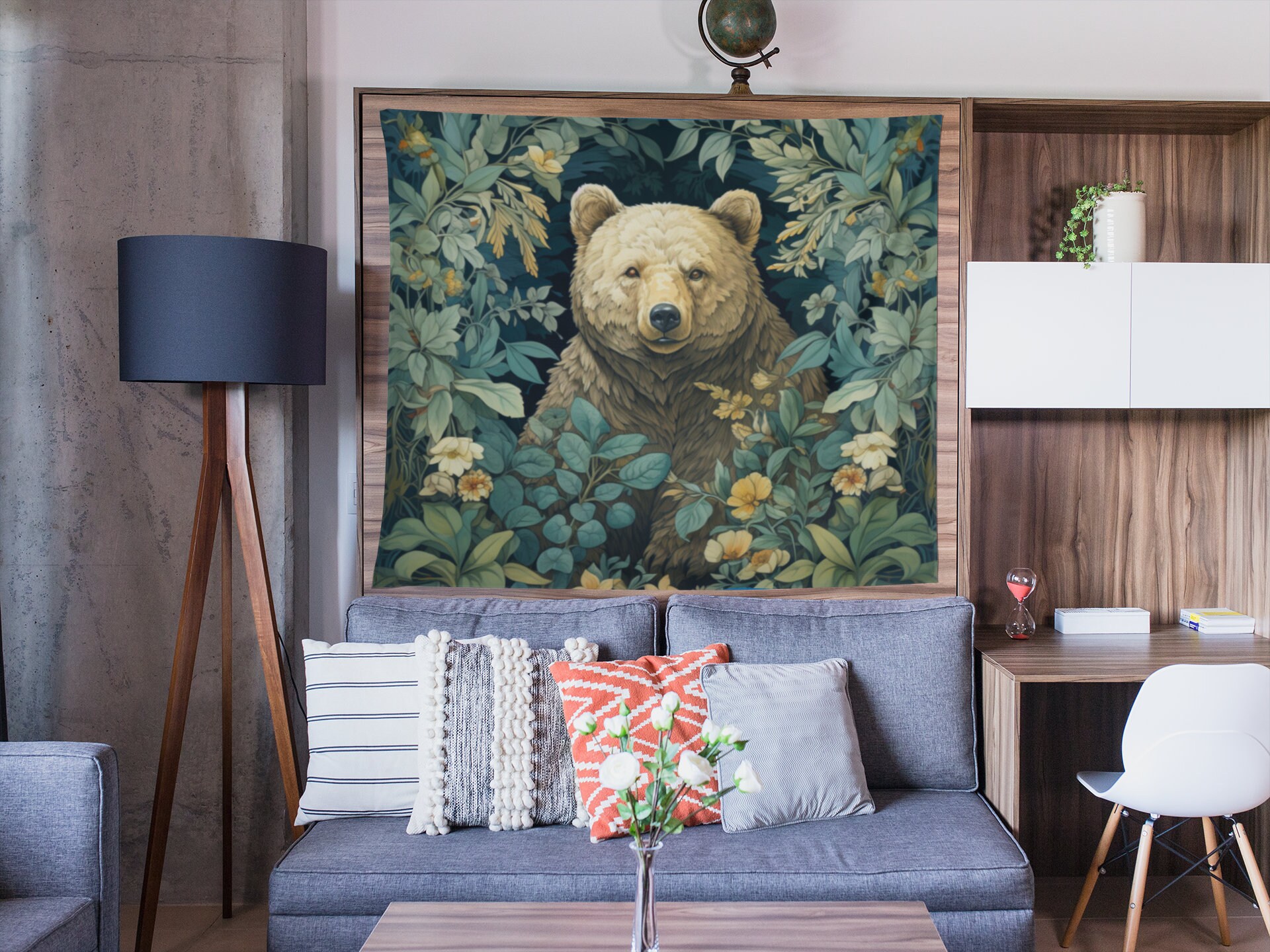 William Morris Brown Bear Tapestry Woodland Gothic Hanging - Etsy