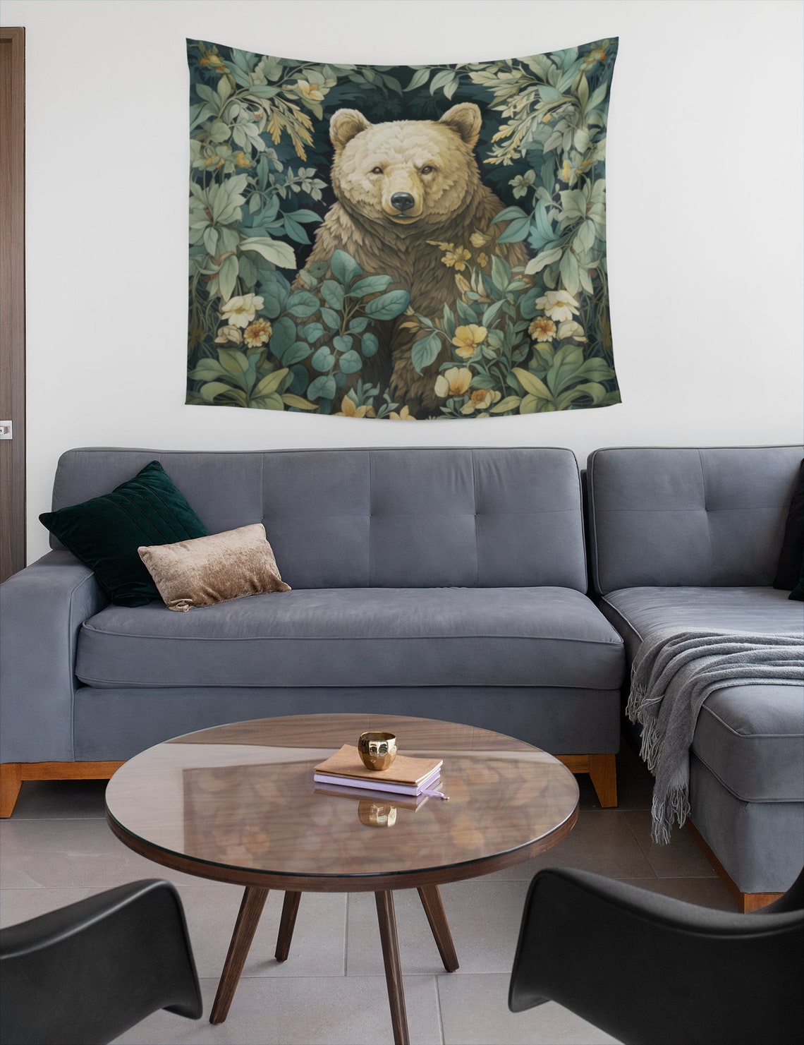 William Morris Brown Bear Tapestry Woodland Gothic Hanging - Etsy