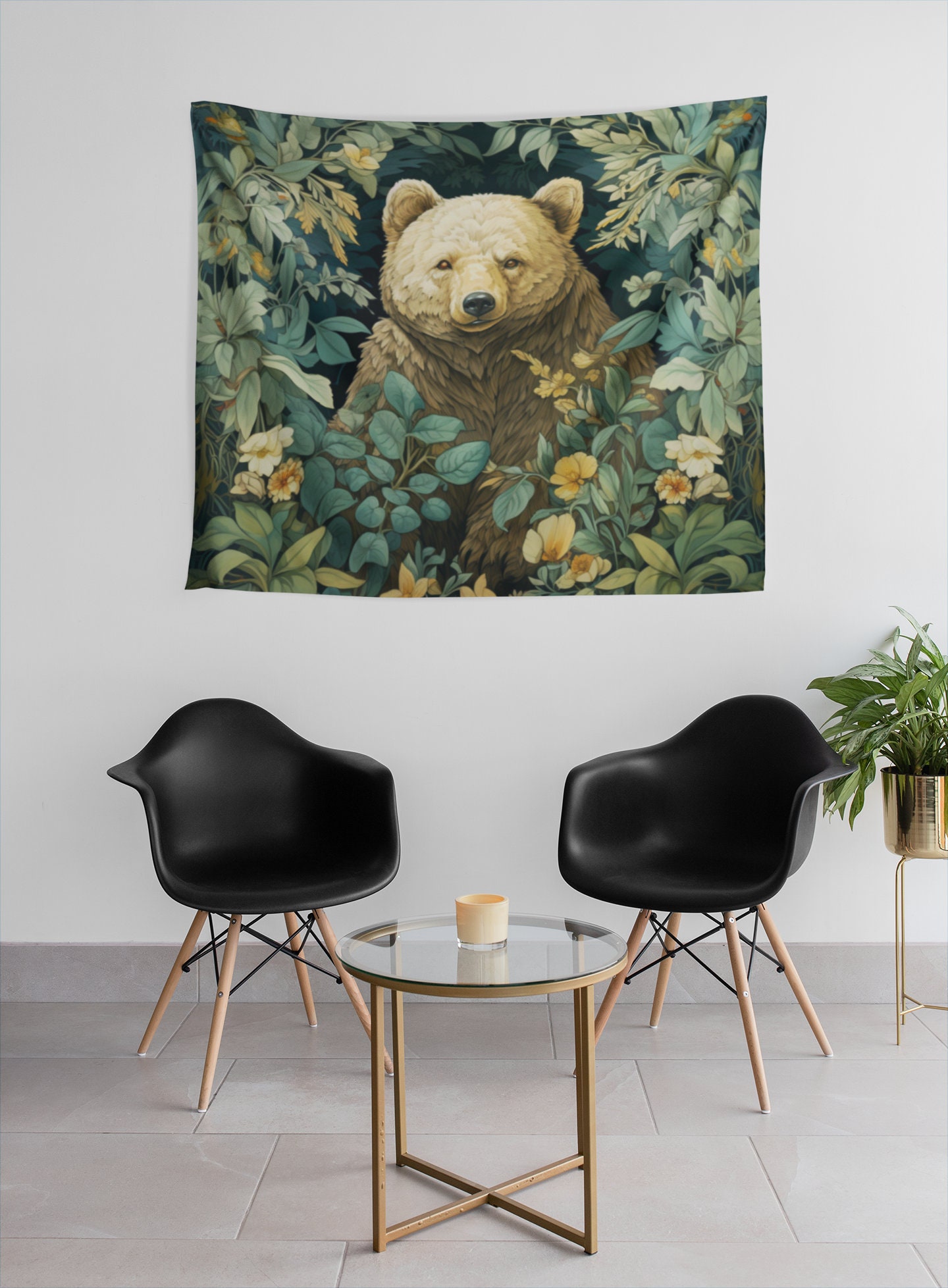 William Morris Brown Bear Tapestry Woodland Gothic Hanging - Etsy
