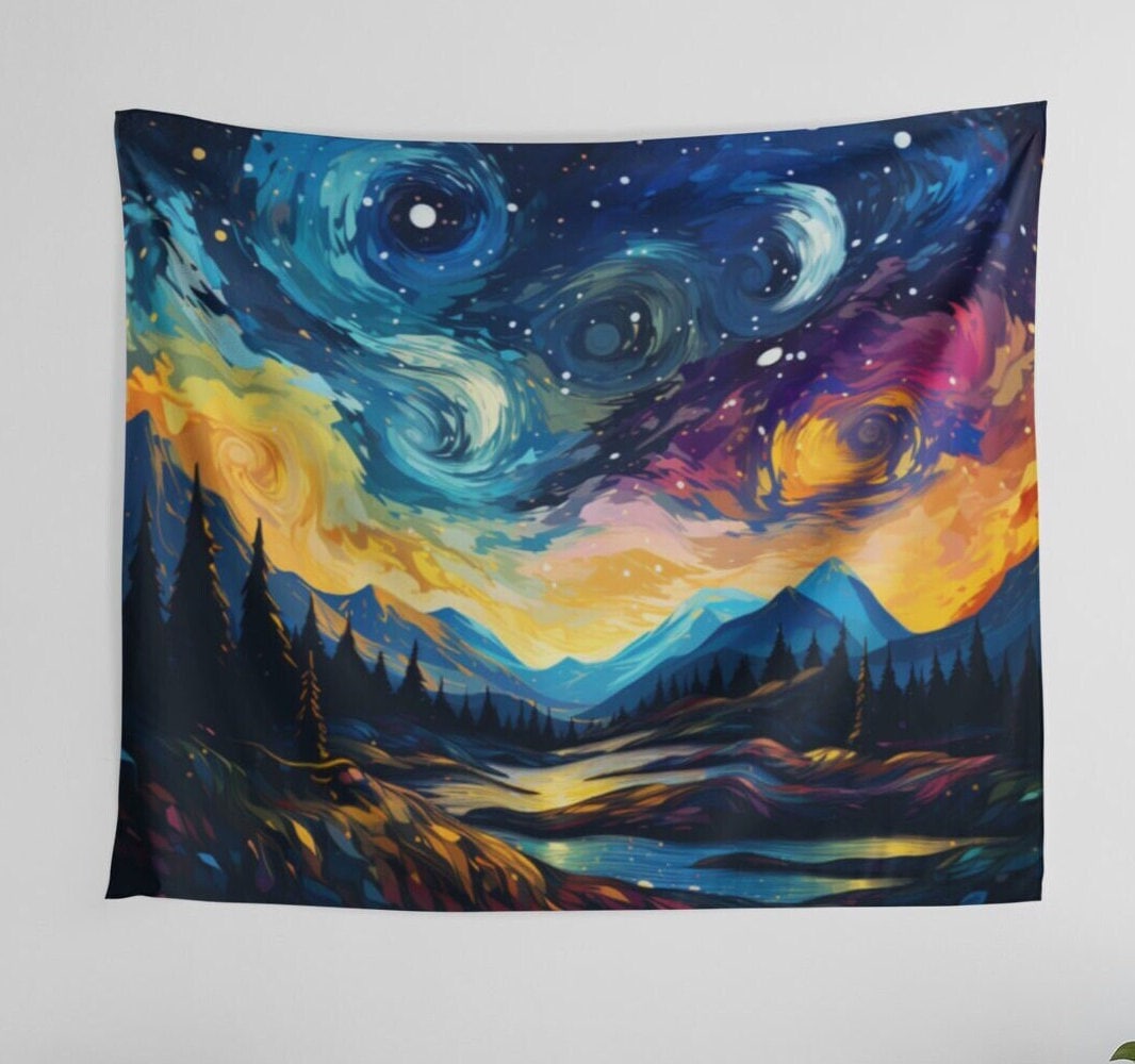 Starry Night Sky Tapestry Sky Stars Nature Landscape - Etsy