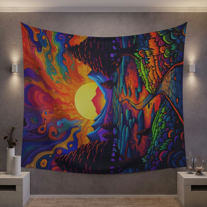Vibrant Trippy Psychedelic Tapestry Gift for Bedroom Wall Decor Wall ...