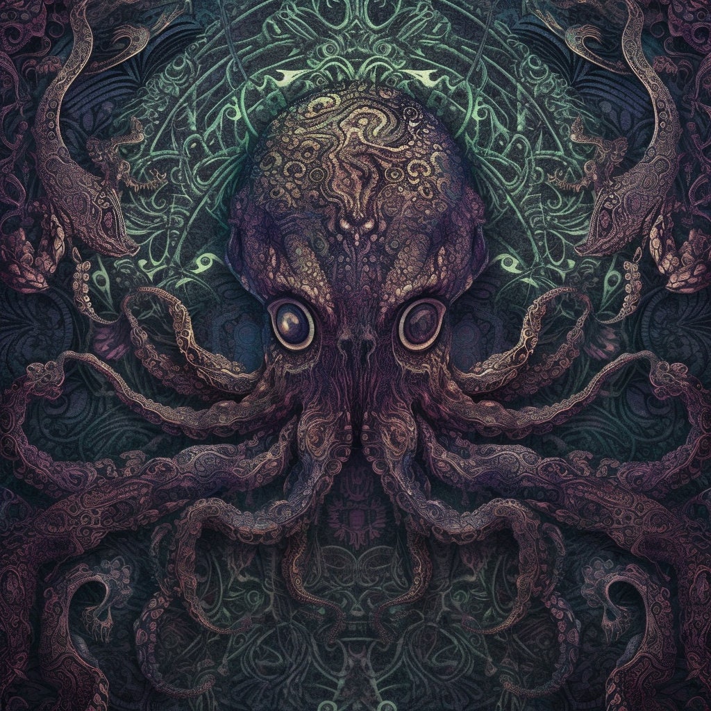 Purple Cryptid Octopus Tapestry Deep Sea Monster Wall Art - Etsy