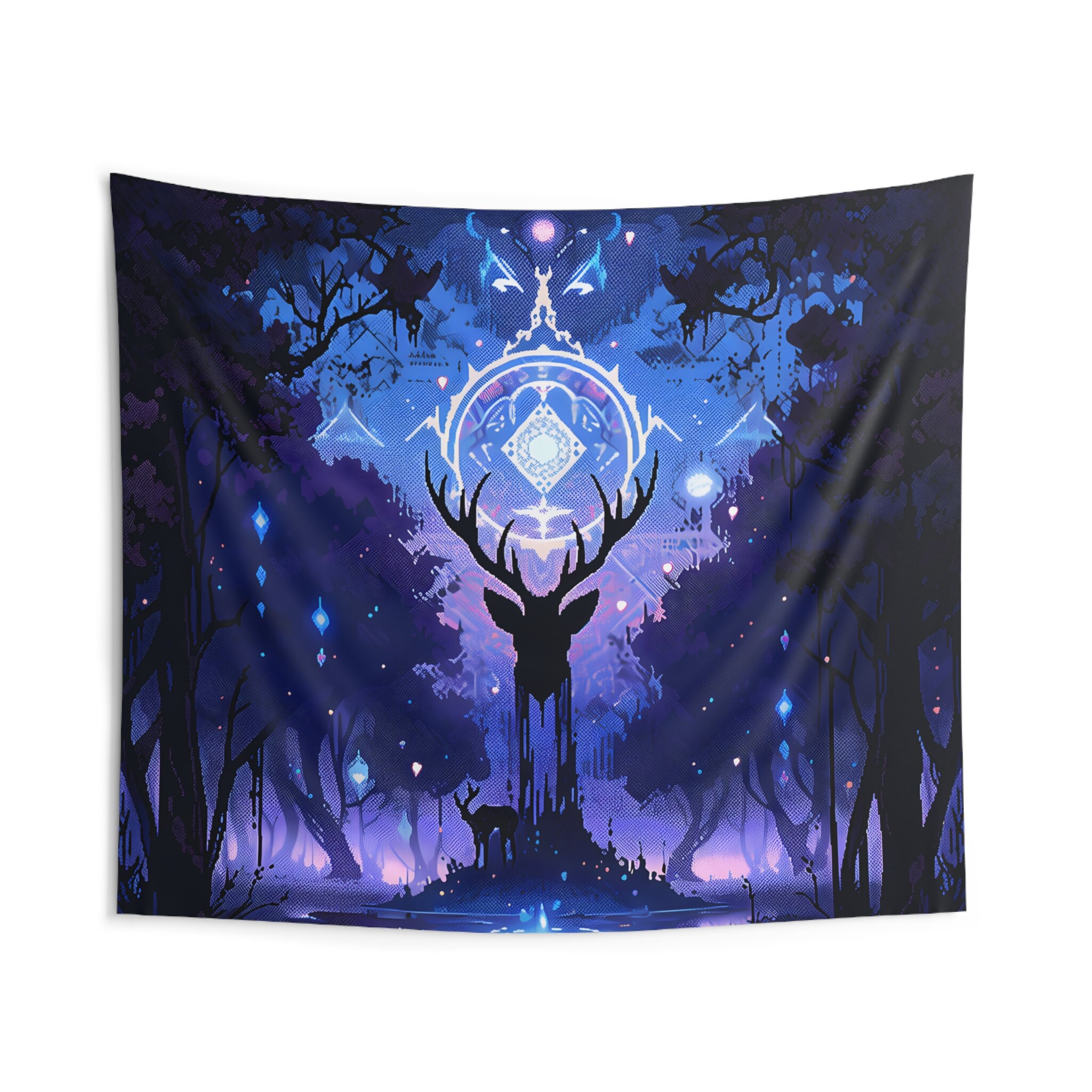 Eldritch Ice Deer Antler Psychedelic Tapestry, Trippy Wall Hanging Home ...
