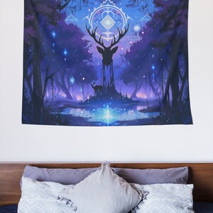 Eldritch Ice Deer Antler Psychedelic Tapestry, Trippy Wall Hanging Home ...