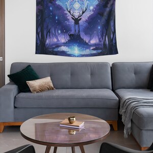 Eldritch Ice Deer Antler Psychedelic Tapestry, Trippy Wall Hanging Home ...