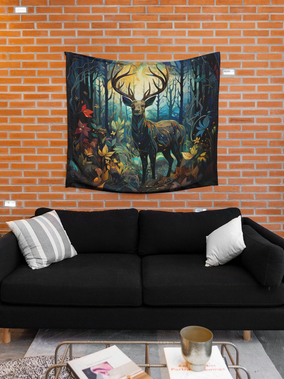 Psychedelic Deer Tapestry Large Wall Art Gothic Victorian - Etsy
