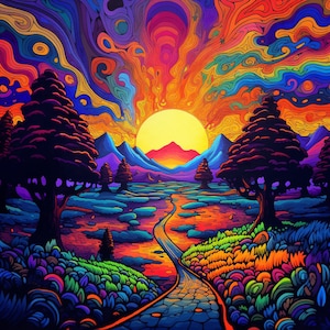 5 Trippy Forest Wallpaper Psychedelic Forest Printable Wall Art Trippy ...