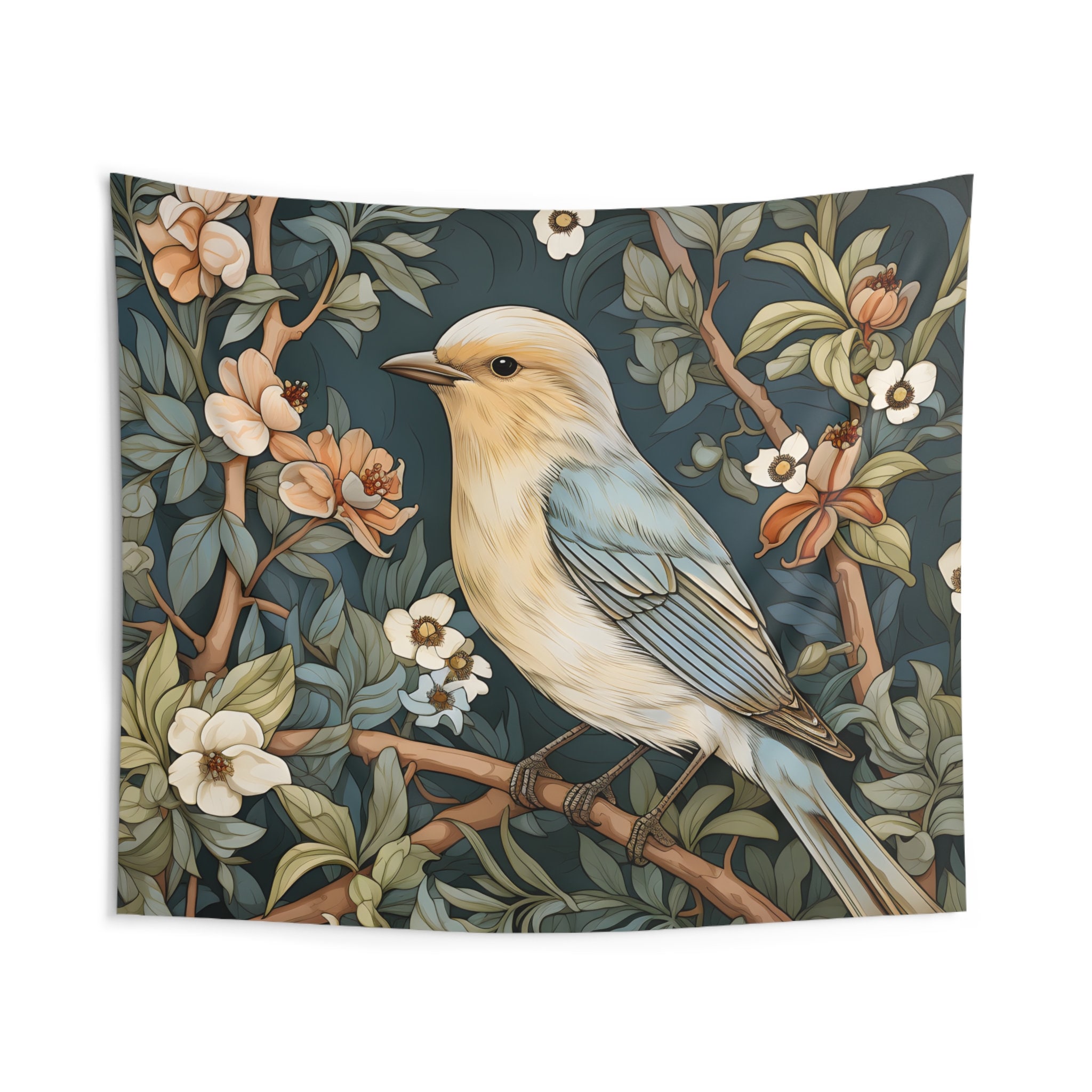 William Morris Finch Bird Tapestry, Woodland Gothic Hanging Gift for ...