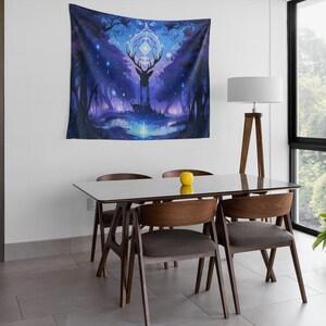 Eldritch Ice Deer Antler Psychedelic Tapestry, Trippy Wall Hanging Home ...