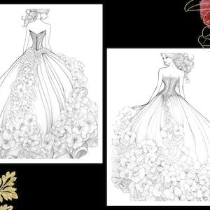 Evening Dress White Background Coloring Pages Elegant & Fluffy Gowns ...