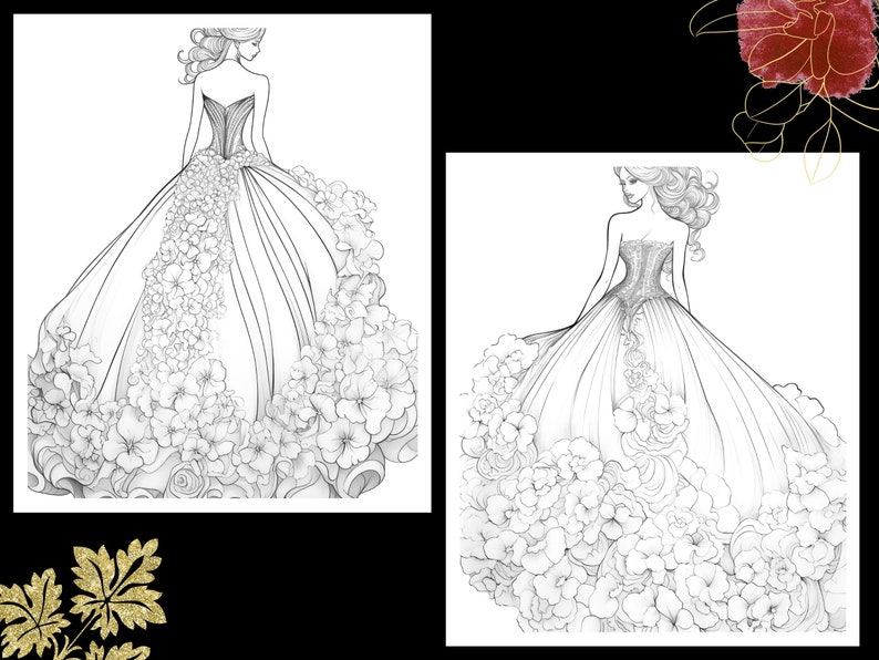 Evening Dress White Background Coloring Pages Elegant & Fluffy Gowns ...