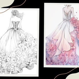 Evening Dress White Background Coloring Pages Elegant & Fluffy Gowns ...