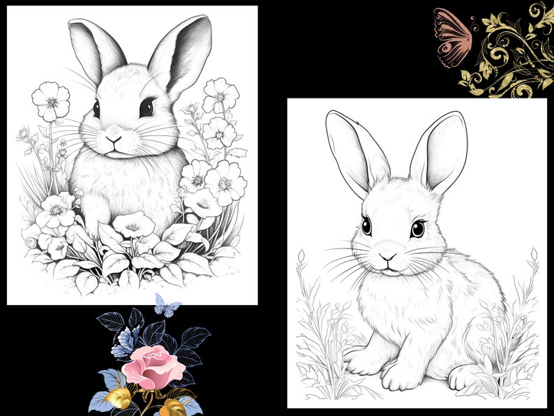 Delightful Bunny Coloring Pages Detailed Artistry for Adults & Teens ...