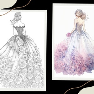 Evening Dress White Background Coloring Pages Elegant & Fluffy Gowns ...