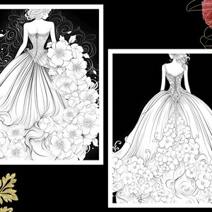 Evening Dress Black Background Coloring Pages Elegant & Fluffy Gowns ...