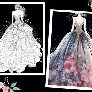Evening Dress Black Background Coloring Pages Elegant & Fluffy Gowns ...