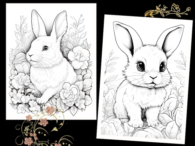 Delightful Bunny Coloring Pages Detailed Artistry for Adults & Teens ...