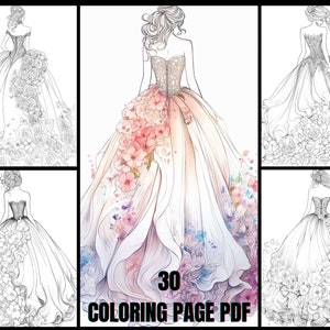 Evening Dress White Background Coloring Pages Elegant & Fluffy Gowns ...