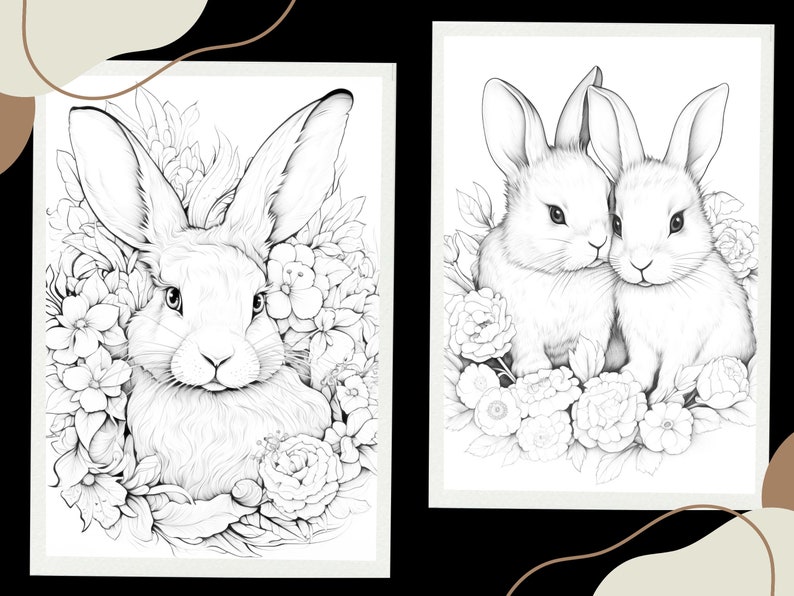 Delightful Bunny Coloring Pages Detailed Artistry for Adults & Teens ...