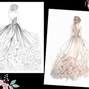 Evening Dress White Background Coloring Pages Elegant & Fluffy Gowns ...