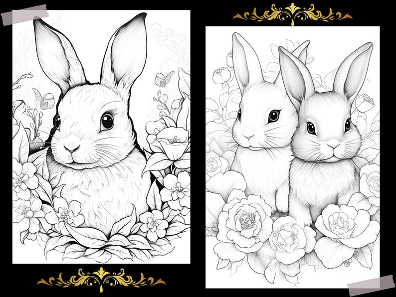 Delightful Bunny Coloring Pages Detailed Artistry for Adults & Teens ...