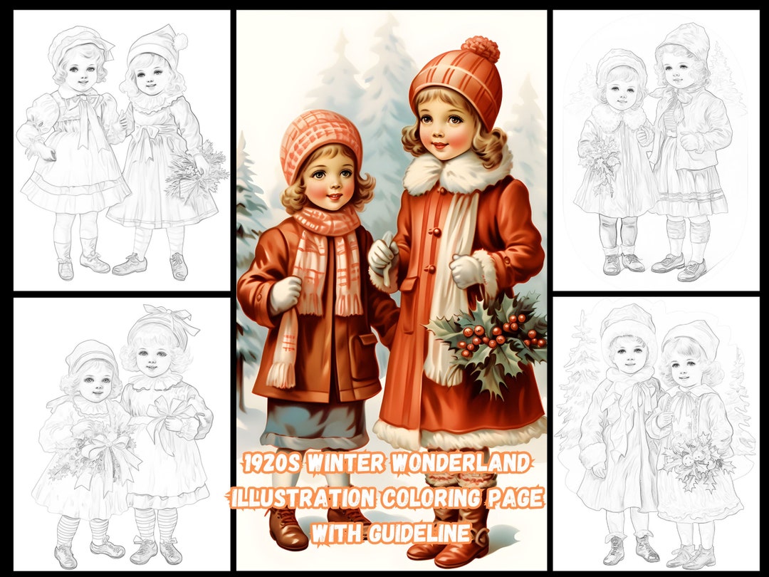 20 Vintage Christmas Coloring Pages: 1920s Winter Wonderland ...