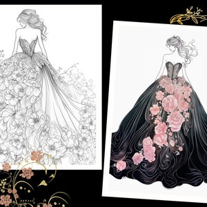 Evening Dress White Background Coloring Pages Elegant & Fluffy Gowns ...