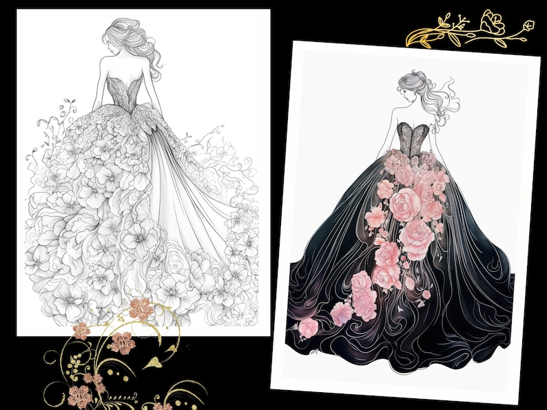 Evening Dress White Background Coloring Pages Elegant & Fluffy Gowns ...