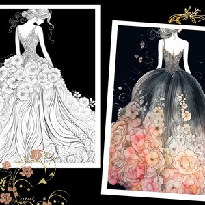 Evening Dress Black Background Coloring Pages Elegant & Fluffy Gowns ...