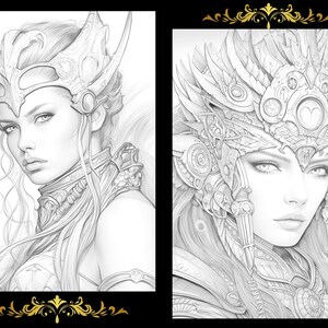 Fantasy Coloring Pages for Adults – Mystic Maidens of the Paladin Realm ...