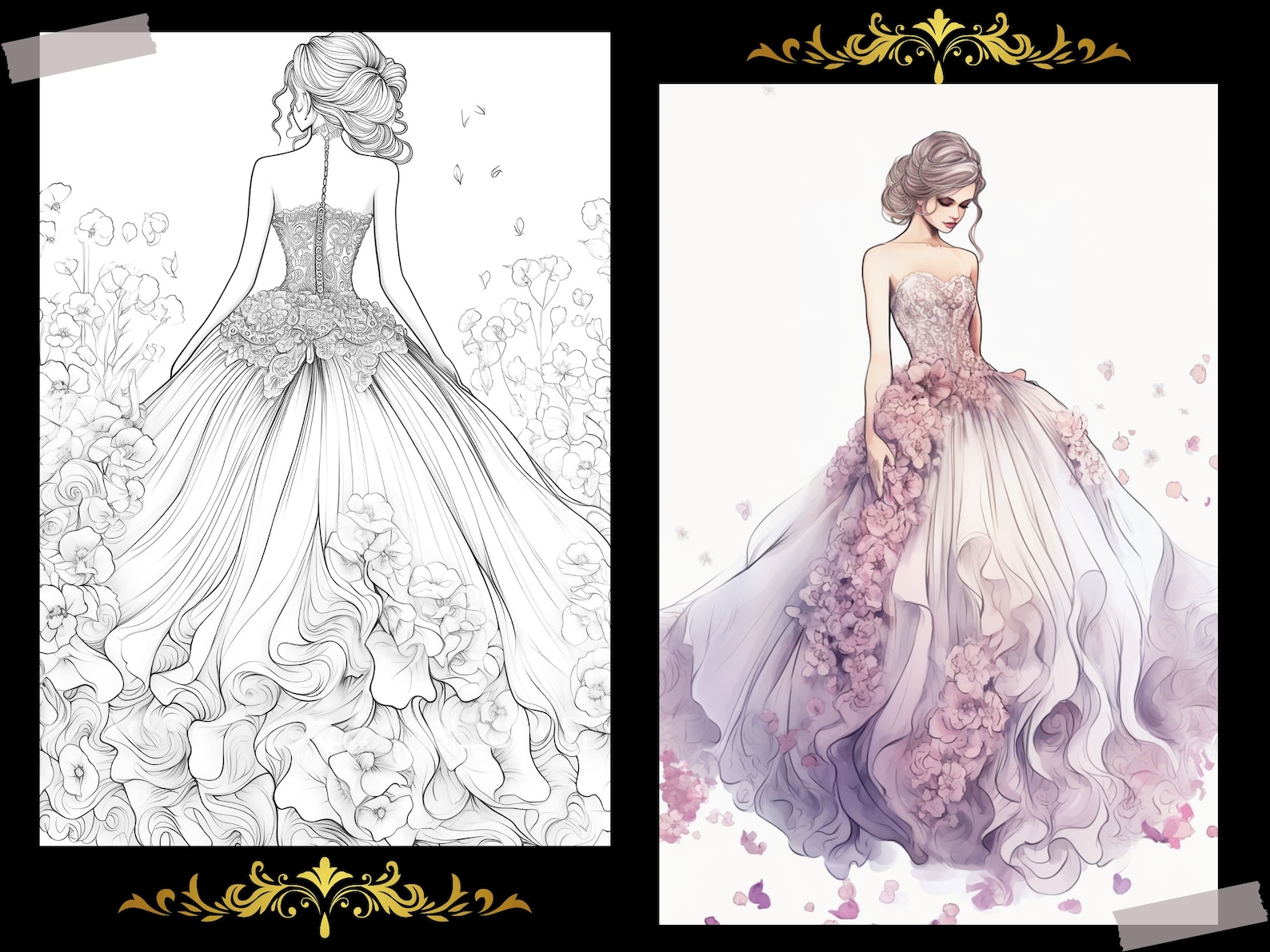 Evening Dress White Background Coloring Pages Elegant & Fluffy Gowns ...