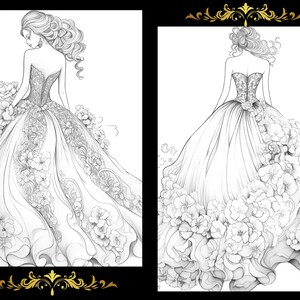 Evening Dress White Background Coloring Pages Elegant & Fluffy Gowns ...