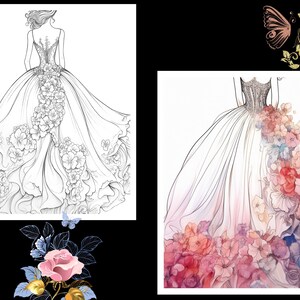 Evening Dress White Background Coloring Pages Elegant & Fluffy Gowns ...