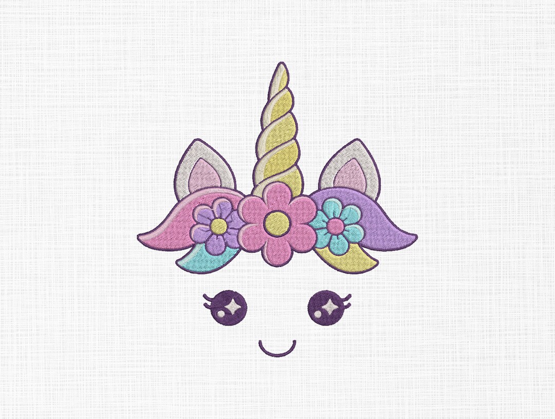 Cute Unicorn Face Embroidery Design Machine Embroidery Unicorn - Etsy