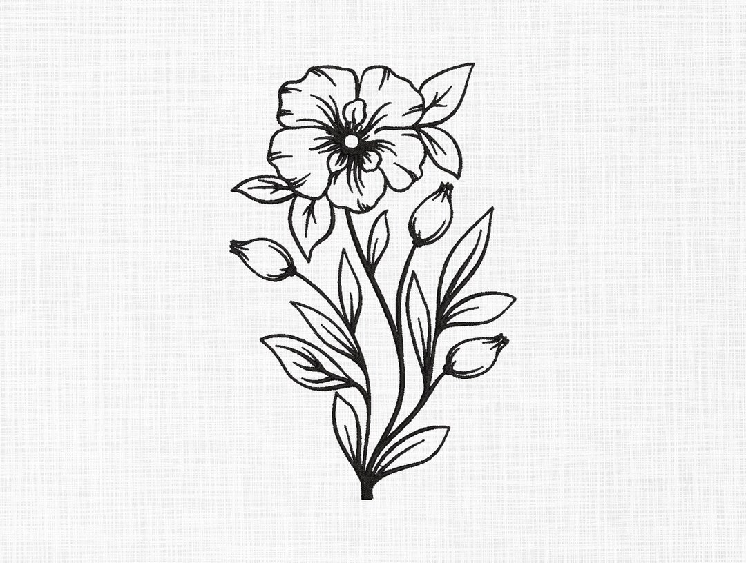 Flower Outline Embroidery Design Machine Embroidery Flower - Etsy